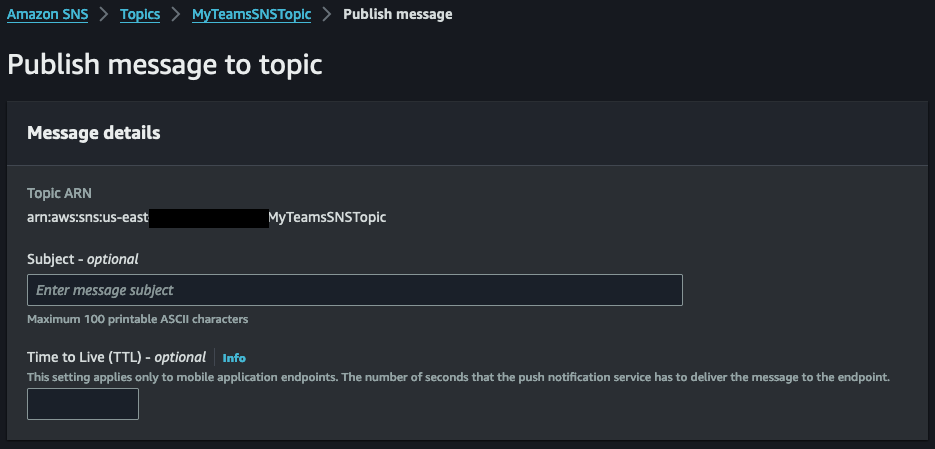 Connecting Microsoft Teams to AWS SNS Topic